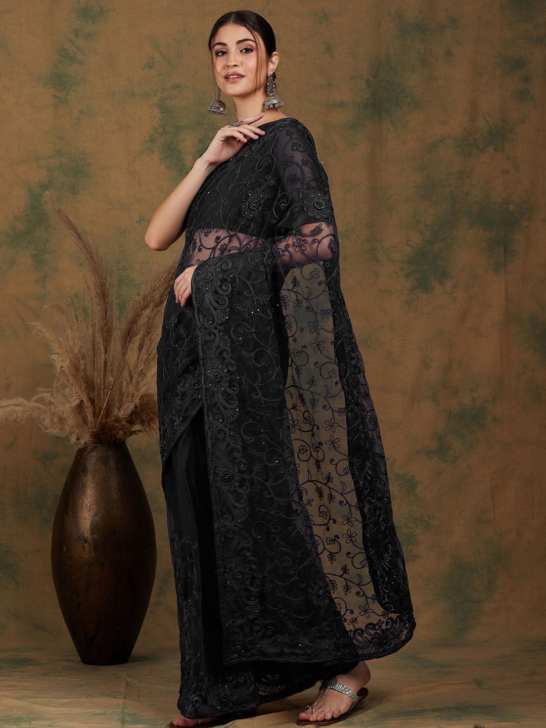 Buy Suha Floral Embroidered Supernet Saree - Sarees for Women 31769006 ...