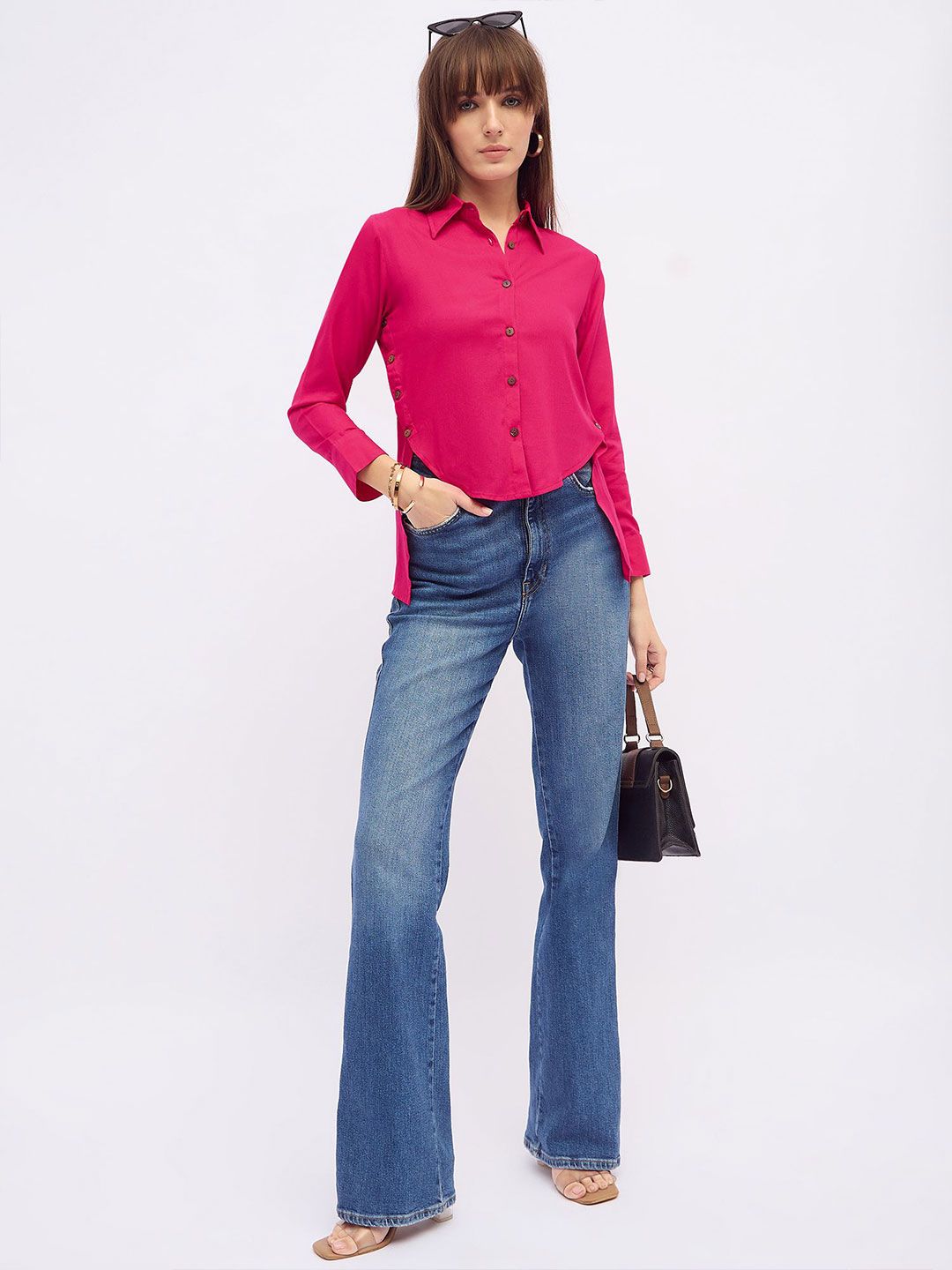 Buy DressBerry Shirt Style Crop Top - Tops for Women 31799964 | Myntra