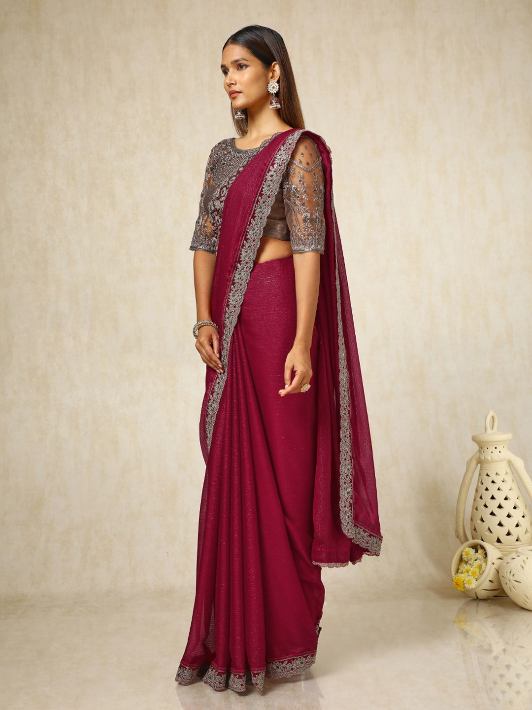 Buy Soch Embroidered Sequinned Pure Chiffon Saree - Sarees for Women ...