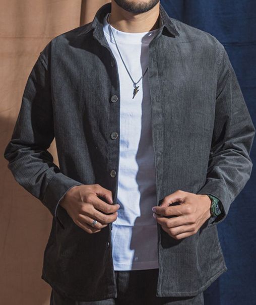 Buy JAVINISHKA Men Corduroy Self Design Relaxed Fit Shacket - Shackets ...
