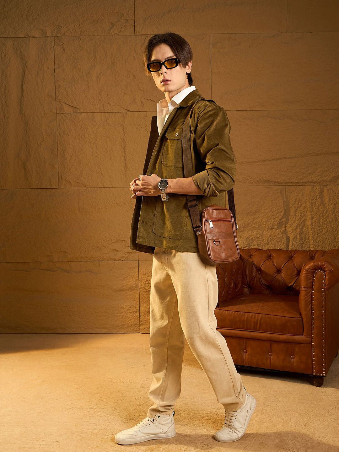 Buy DENNISON Men Four Pocket Drop Shoulder Oversized Corduroy Shacket ...