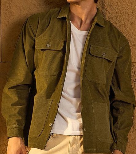 Buy DENNISON Men Four Pocket Drop Shoulder Oversized Corduroy Shacket ...