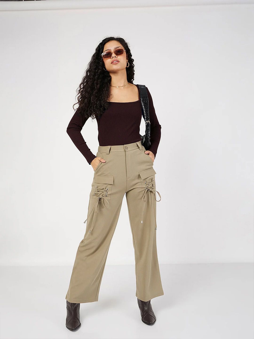 Buy SASSAFRAS Women Rib Square Neck Full Sleeves Solid Top - Tops for ...