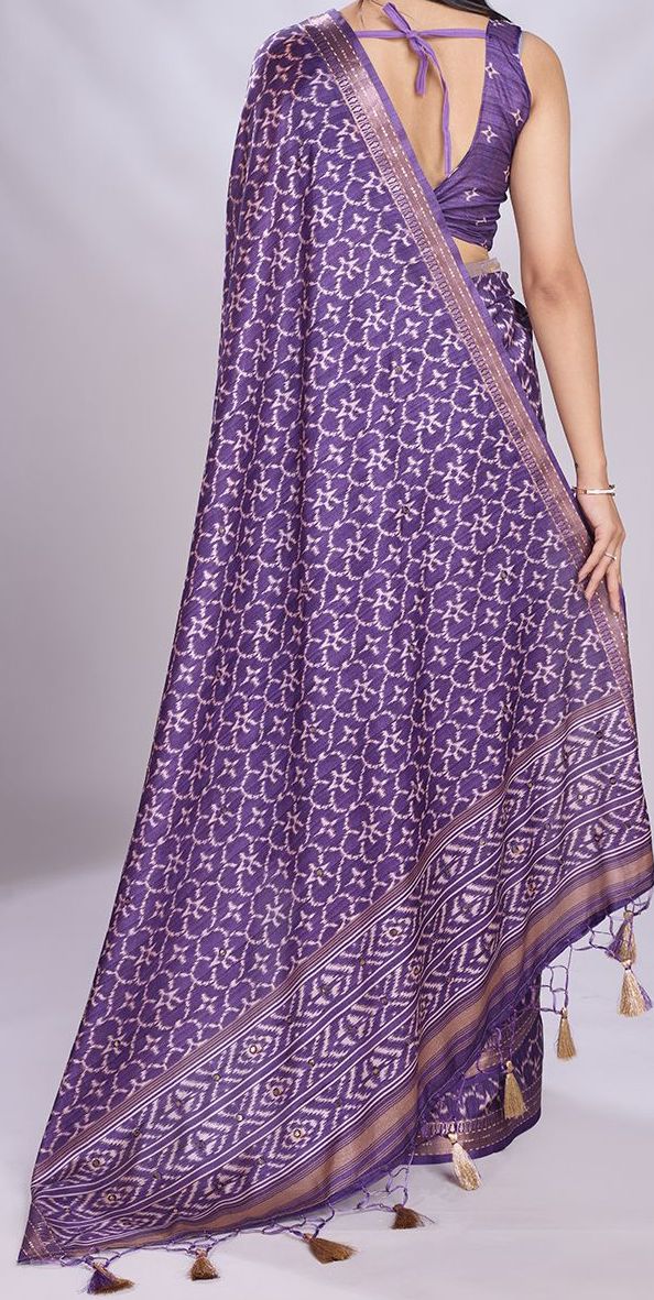 Buy Mitera Geometric Printed Pure Silk Saree - Sarees for Women ...
