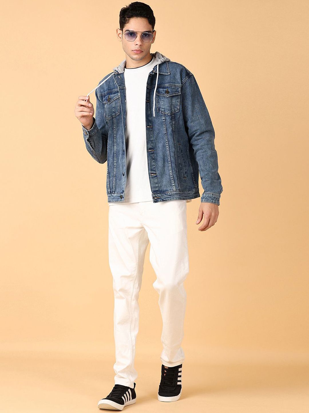 Buy V Mart Men Hooded Typography Printed Denim Casual Jacket - Jackets ...