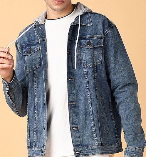 Buy V Mart Men Hooded Typography Printed Denim Casual Jacket - Jackets ...