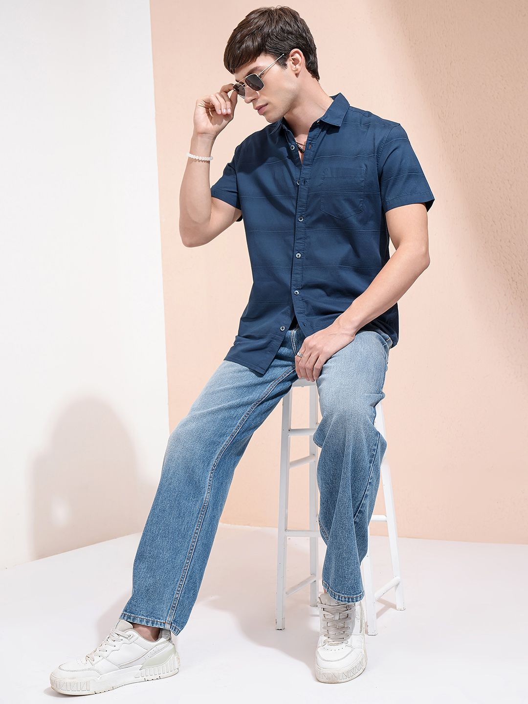 Buy Highlander Men Dobby Textured Striped Casual Shirt - Shirts for Men ...