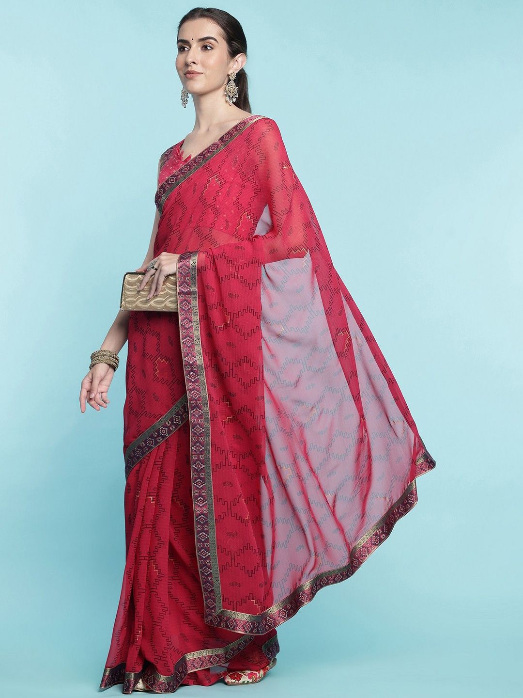 Buy DIVASTRI Ethnic Motifs Printed Block Print Saree - Sarees for Women ...