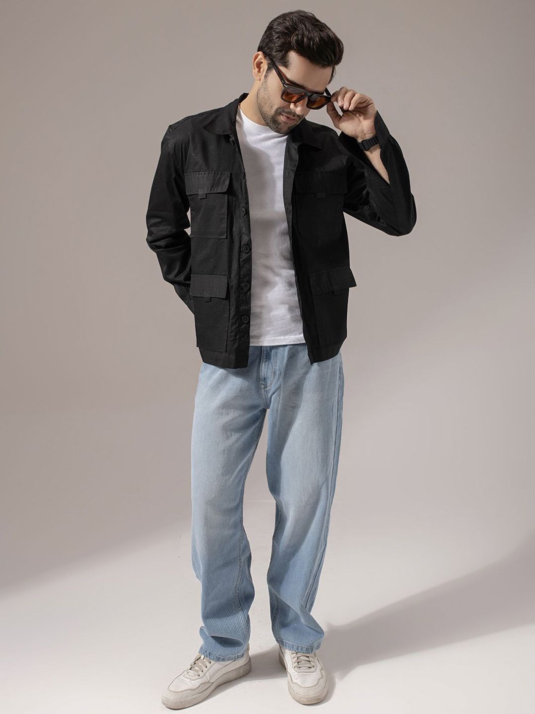 Buy Perch Men Black Solid Four Pocket Shacket - Shirts for Men 31450864 ...