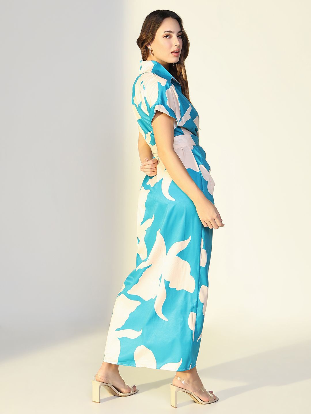 Buy SHOWOFF Floral Printed Satin Shirt Maxi Dress - Dresses for Women ...