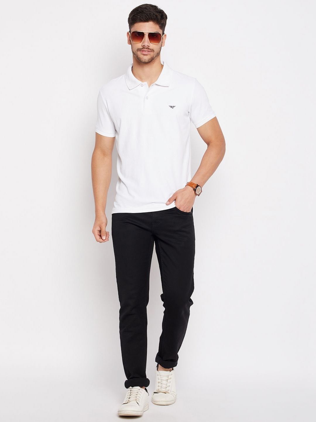 Buy RISS Men Solid Polo Collar Cotton T Shirt - Tshirts for Men ...