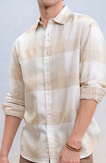 Buy HIGHLANDER Men Natural Yarn Checked Relaxed Shirt - Shirts for Men ...
