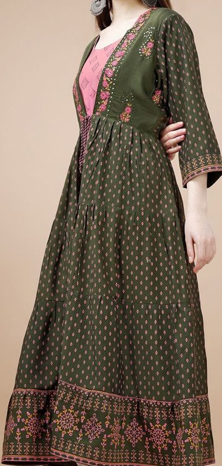 Buy JIVORA Women Embroidered Pure Cotton Gown Ethnic Dress - Ethnic ...