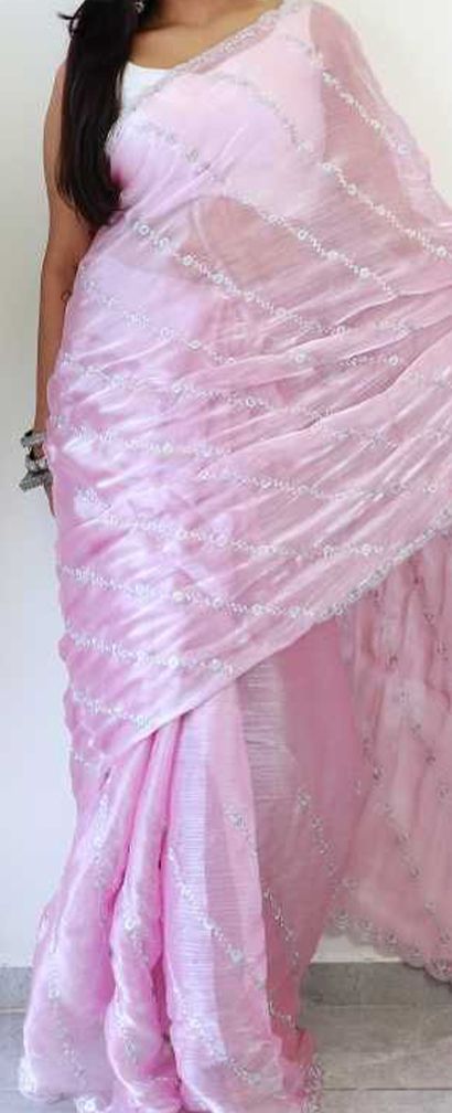 Buy Kandora Floral Embroidered Tissue Heavy Work Saree - Sarees for ...