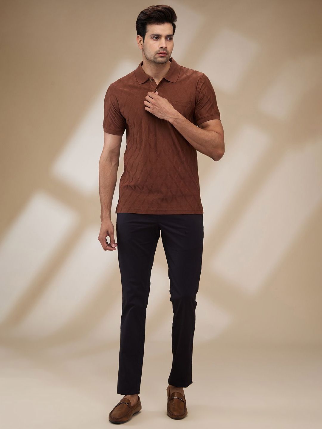 Buy ColorPlus Men Solid Polo Collar Cotton T Shirt - Tshirts for Men ...