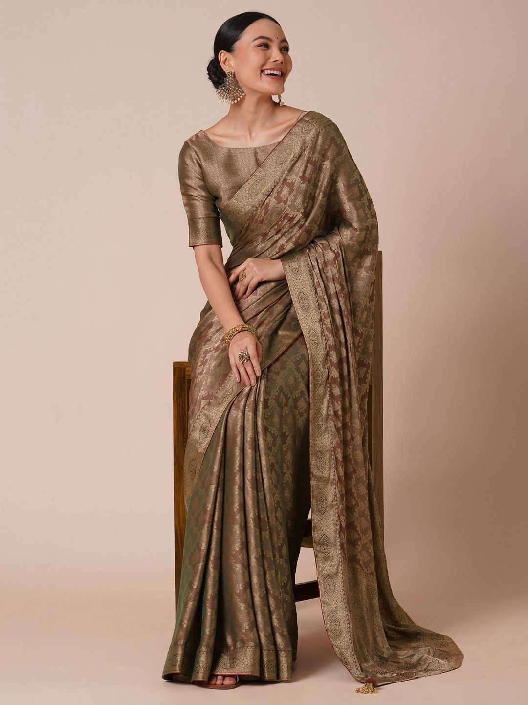 Buy Anouk Ethnic Motifs Zari Banarasi Saree - Sarees for Women 30997734 ...