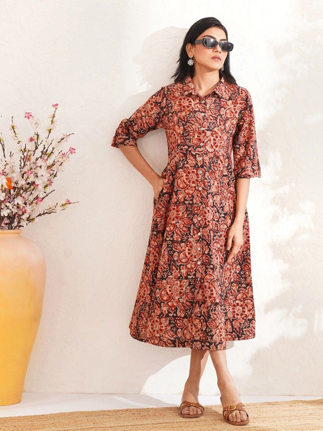 Buy JAYPORE Women Floral Print Fit & Flare Maxi Dress - Dresses for ...