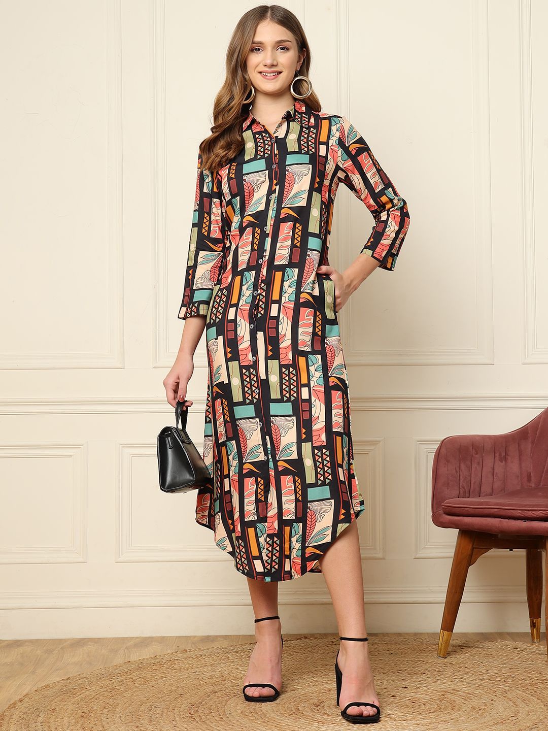 Buy DEEBACO Women Print Shirt Maxi Dress - Dresses for Women 31029935 ...