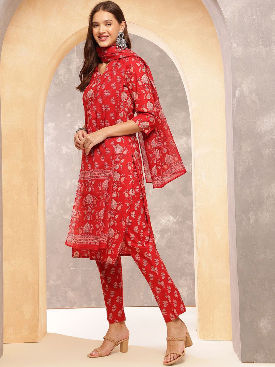 Buy Anouk Women Ethnic Motifs Printed Regular Pure Cotton Kurta With ...