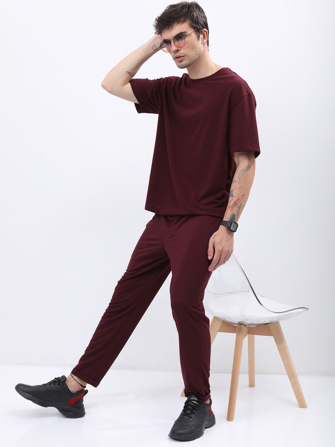 Buy HIGHLANDER Men Solid Round Neck Oversized T Shirt - Tshirts for Men ...