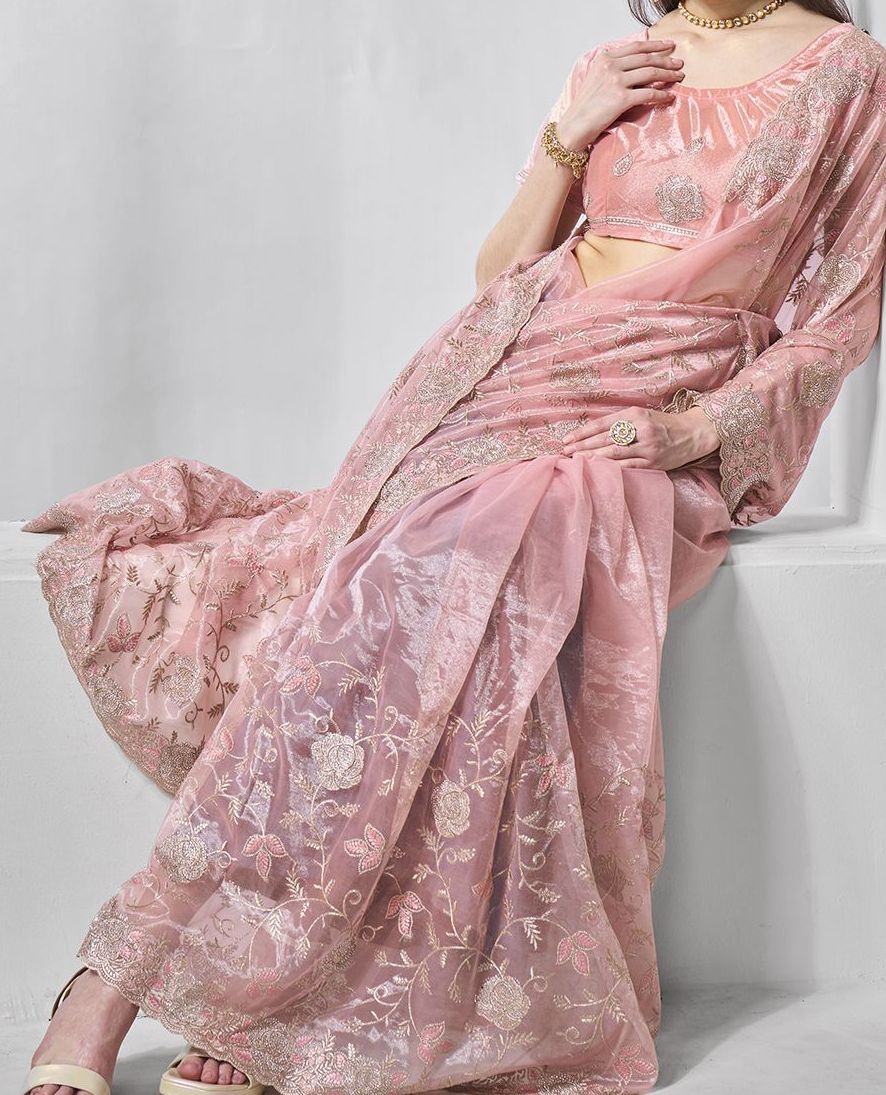 Buy Mitera Floral Embroidered Organza Saree - Sarees for Women 30856307 ...