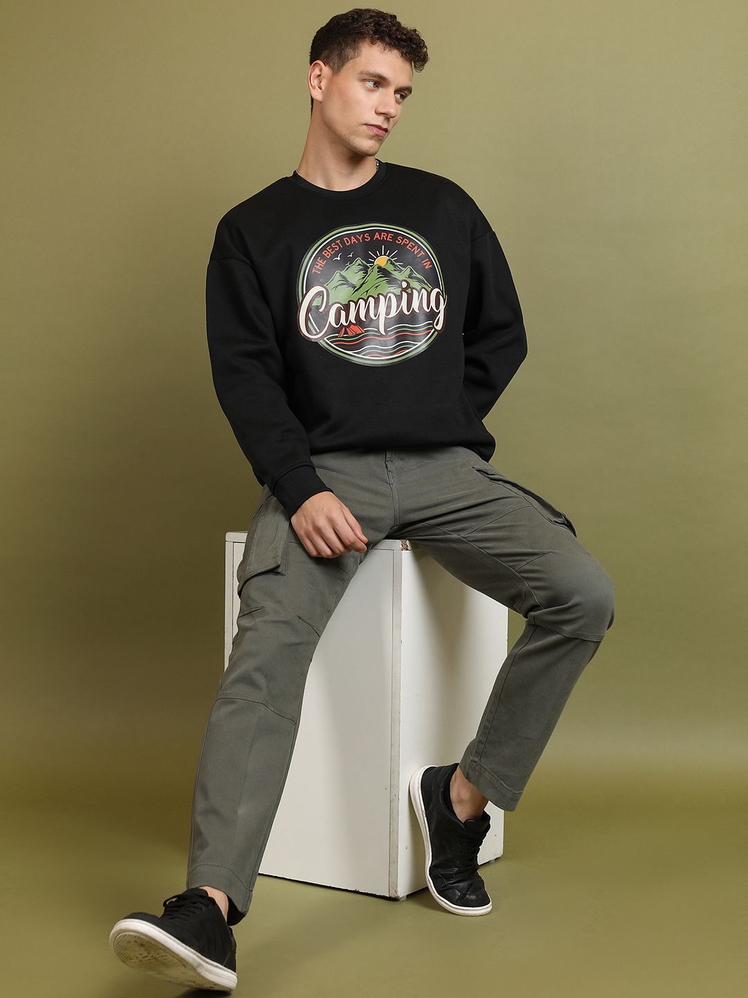 Buy HIGHLANDER Men Graphic Printed Round Neck Pullover Sweatshirt ...