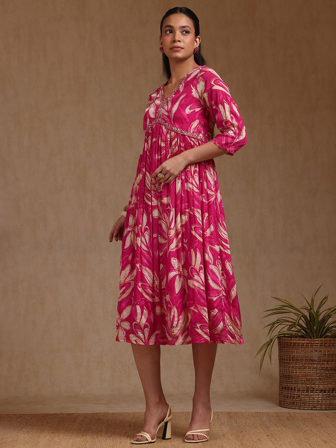 Buy Soch Women Floral Printed V Neck Empire Dress - Dresses for Women ...