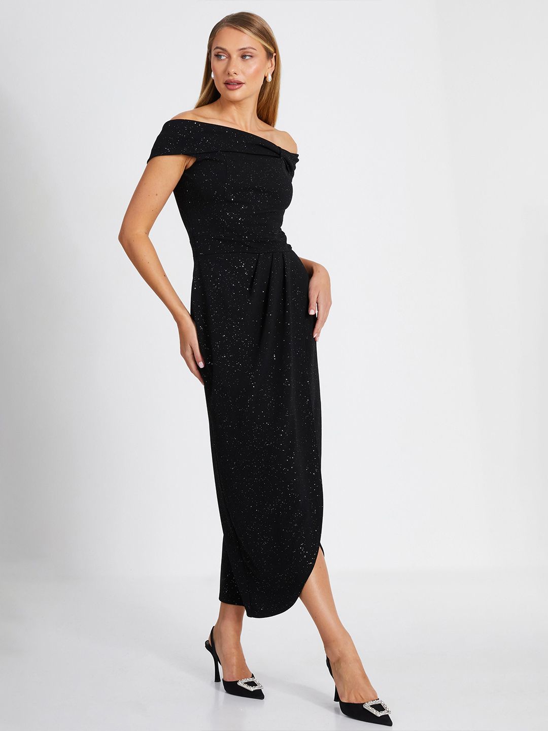 Buy QUIZ Women Embellished Off Shoulder Bodycon Midi Dress - Dresses for Women 33589868 | Myntra