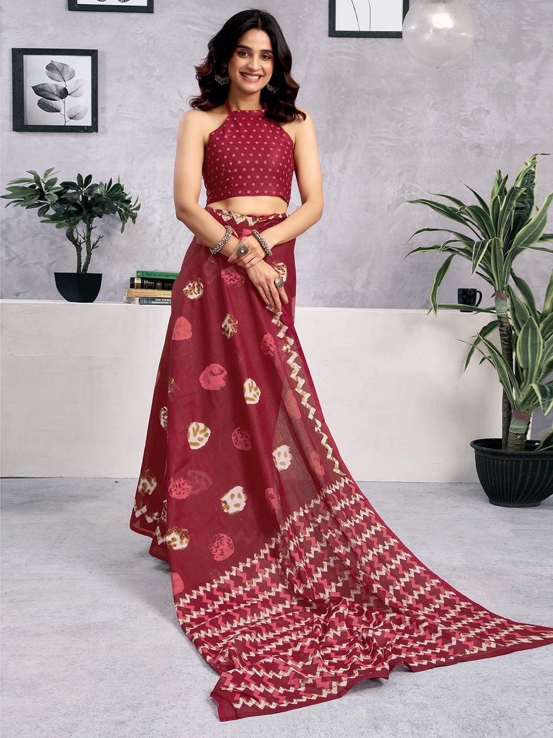 Buy Satrani Printed Pure Cotton Ready To Wear Saree - Sarees for Women ...