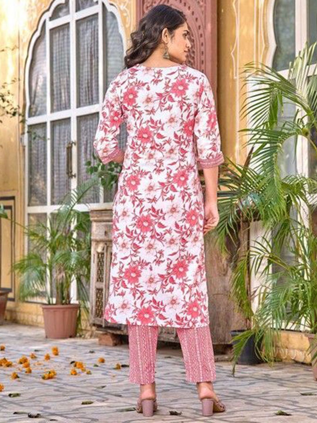 Buy Anouk Floral Printed Pure Cotton Kurta With Trousers & Dupatta - Kurta Sets for Women ...