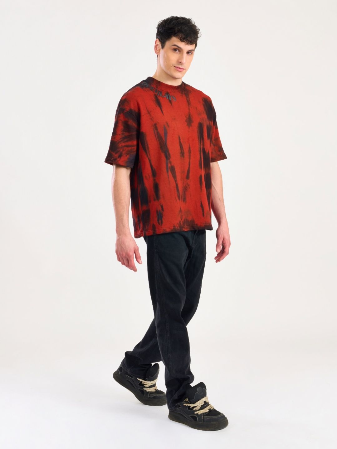 Buy Overlays Tie And Dye Flamewave Oversized Cotton T Shirt - Tshirts ...
