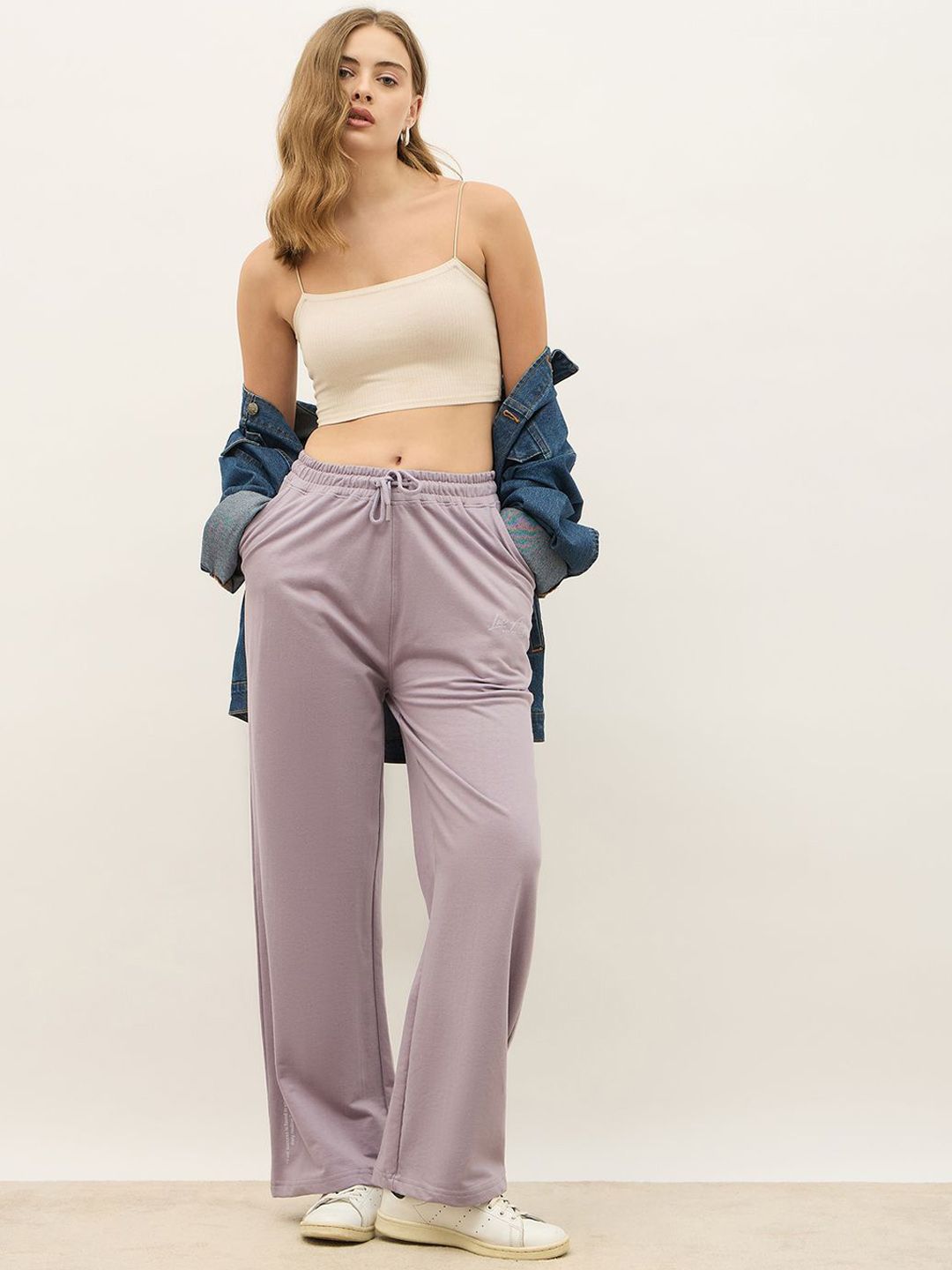 Buy Styli Women Straight Fit Mid Rise Trackpants - Track Pants for ...
