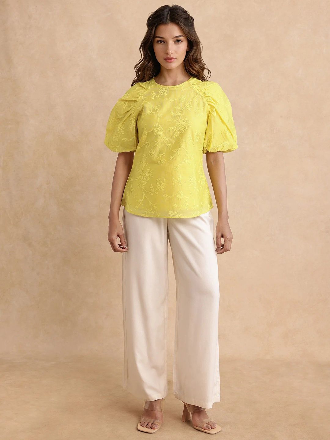 Buy RAREISM Mandarin Collar Puff Sleeve Top - Tops for Women 33526610 ...