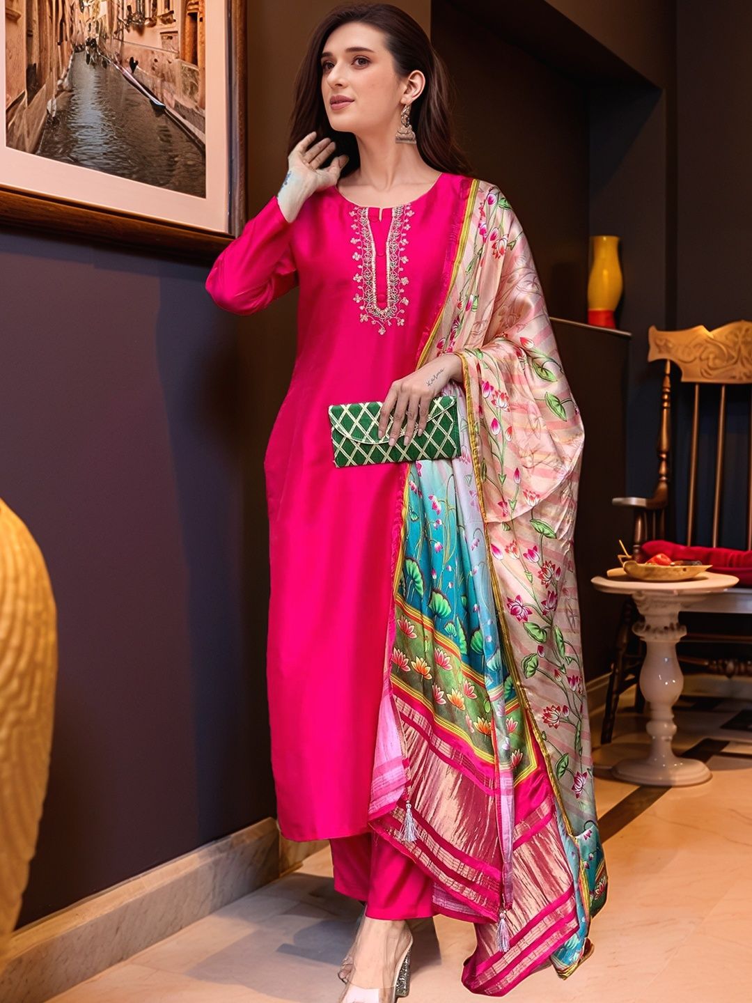 Buy Aaghnya Women Solid Viscose Rayon Kurta Sets With Dupatta - Kurta ...