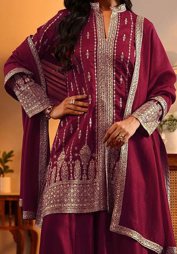 Buy Libas Women Ethnic Motifs Embroidered Sequinned Kurta With Palazzos ...