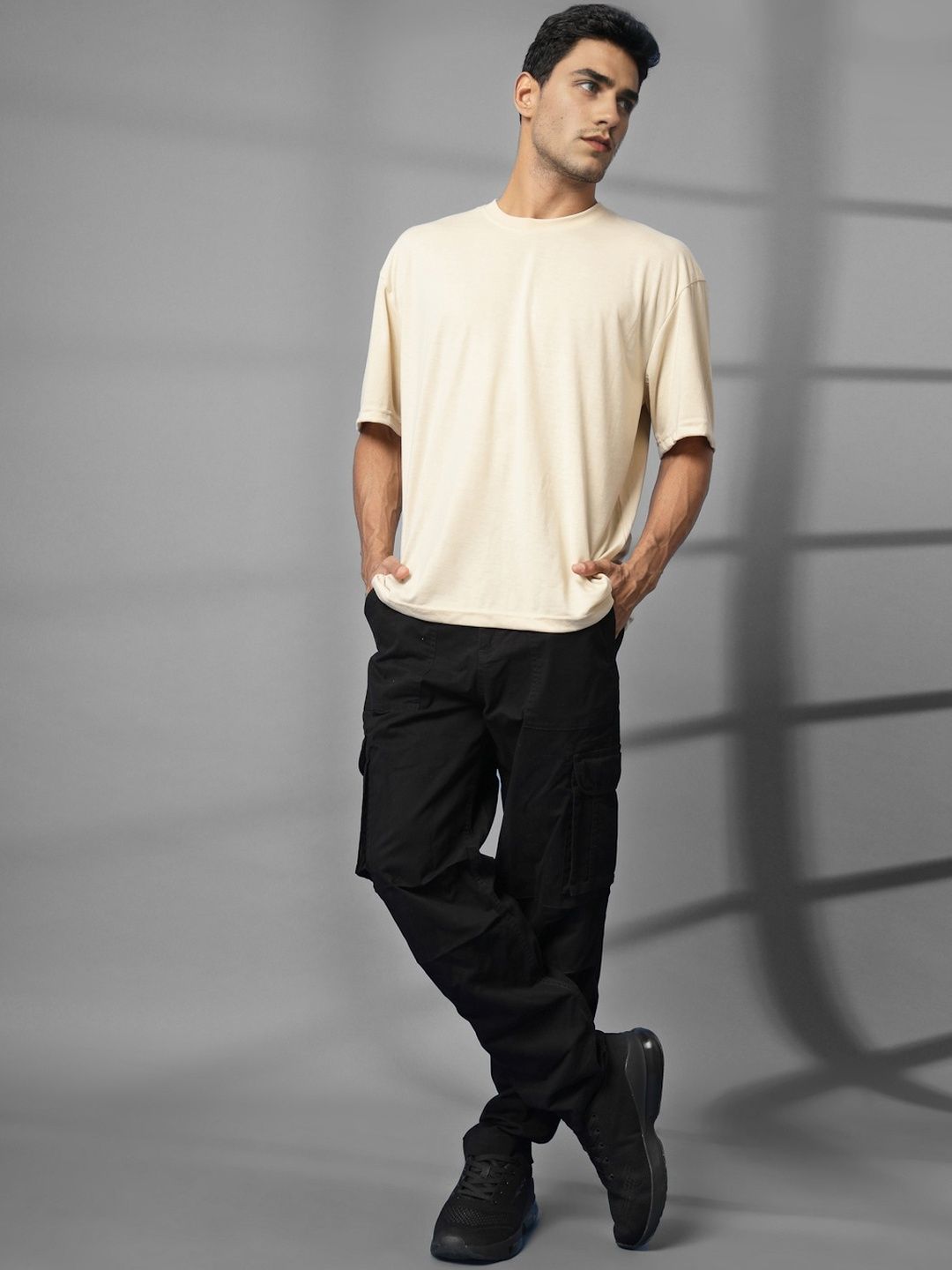 Buy Roadster Men Drop Shoulder Sleeves T Shirt - Tshirts for Men ...