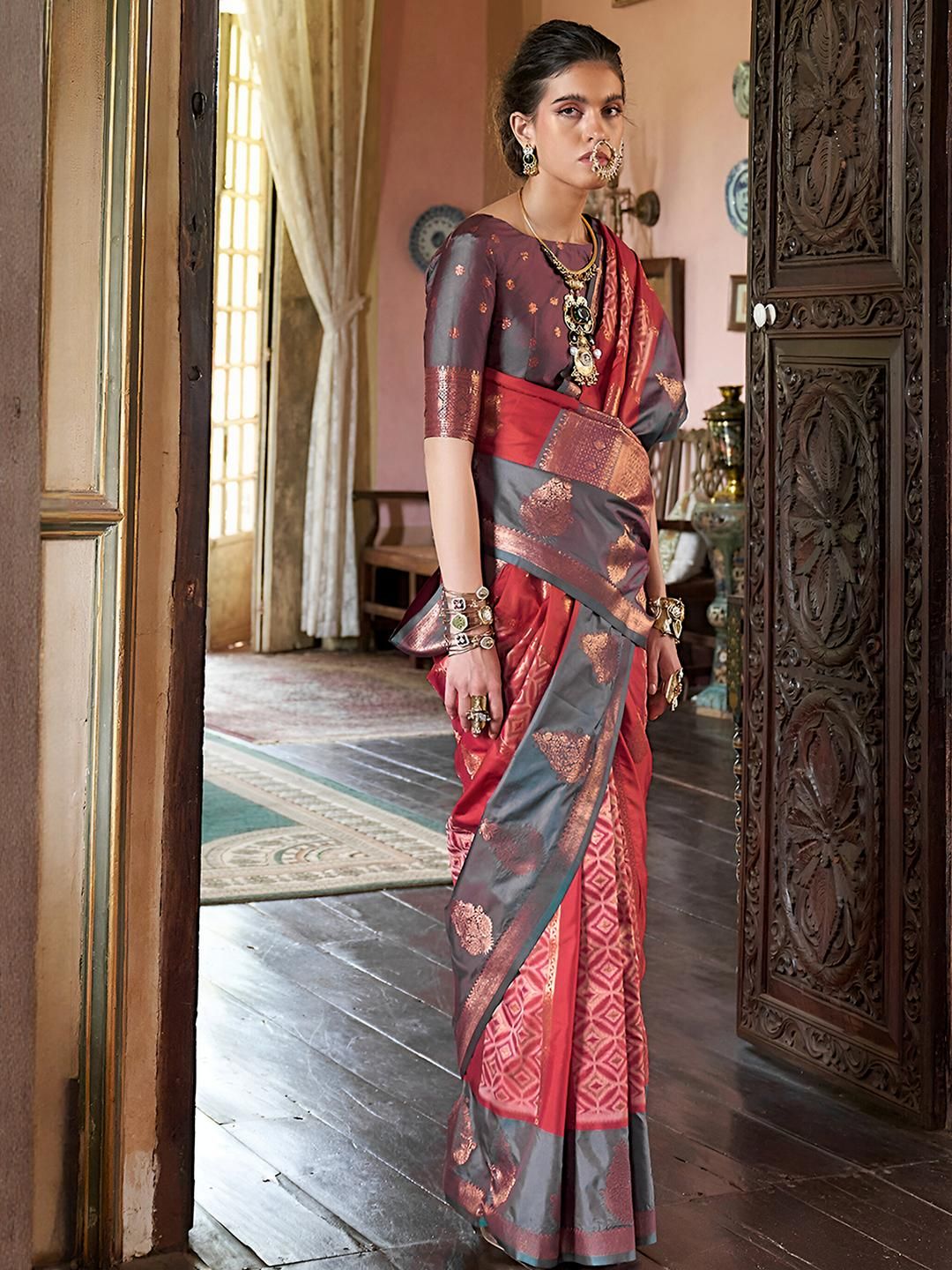 Buy Anouk Pink Banarasi Sarees - Sarees for Women 36238780 | Myntra