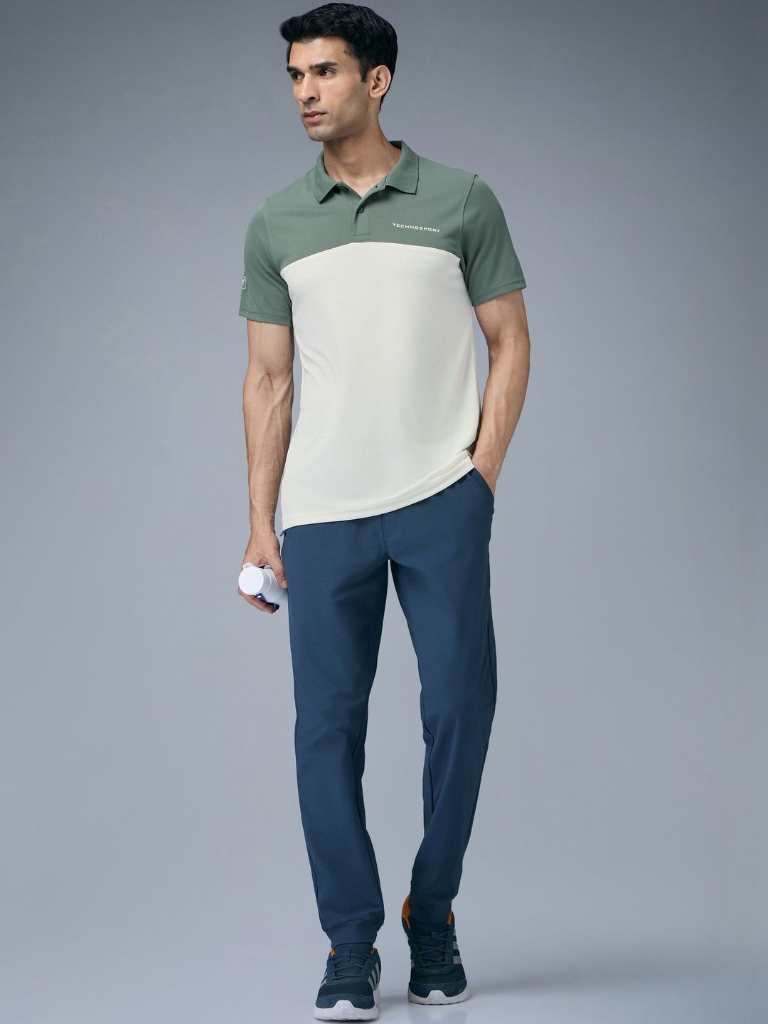 Buy Technosport Men Brand Logo Colourblocked Polo Collar Antimicrobial ...