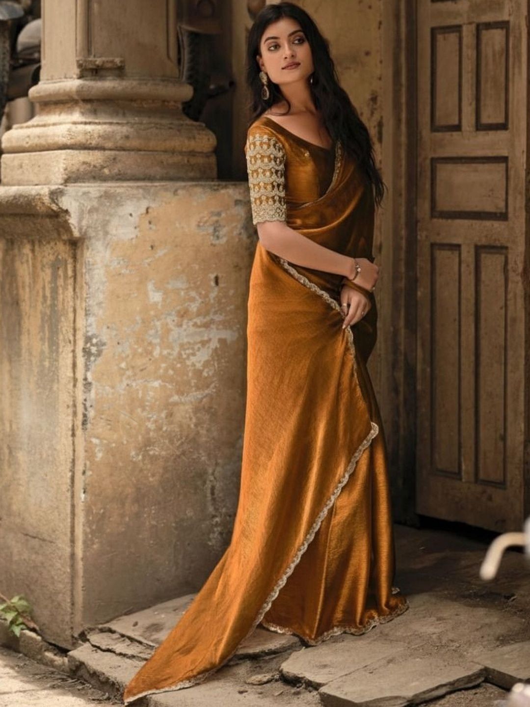 Buy STH Embroidered Poly Chiffon Saree - Sarees for Women 38934120 | Myntra