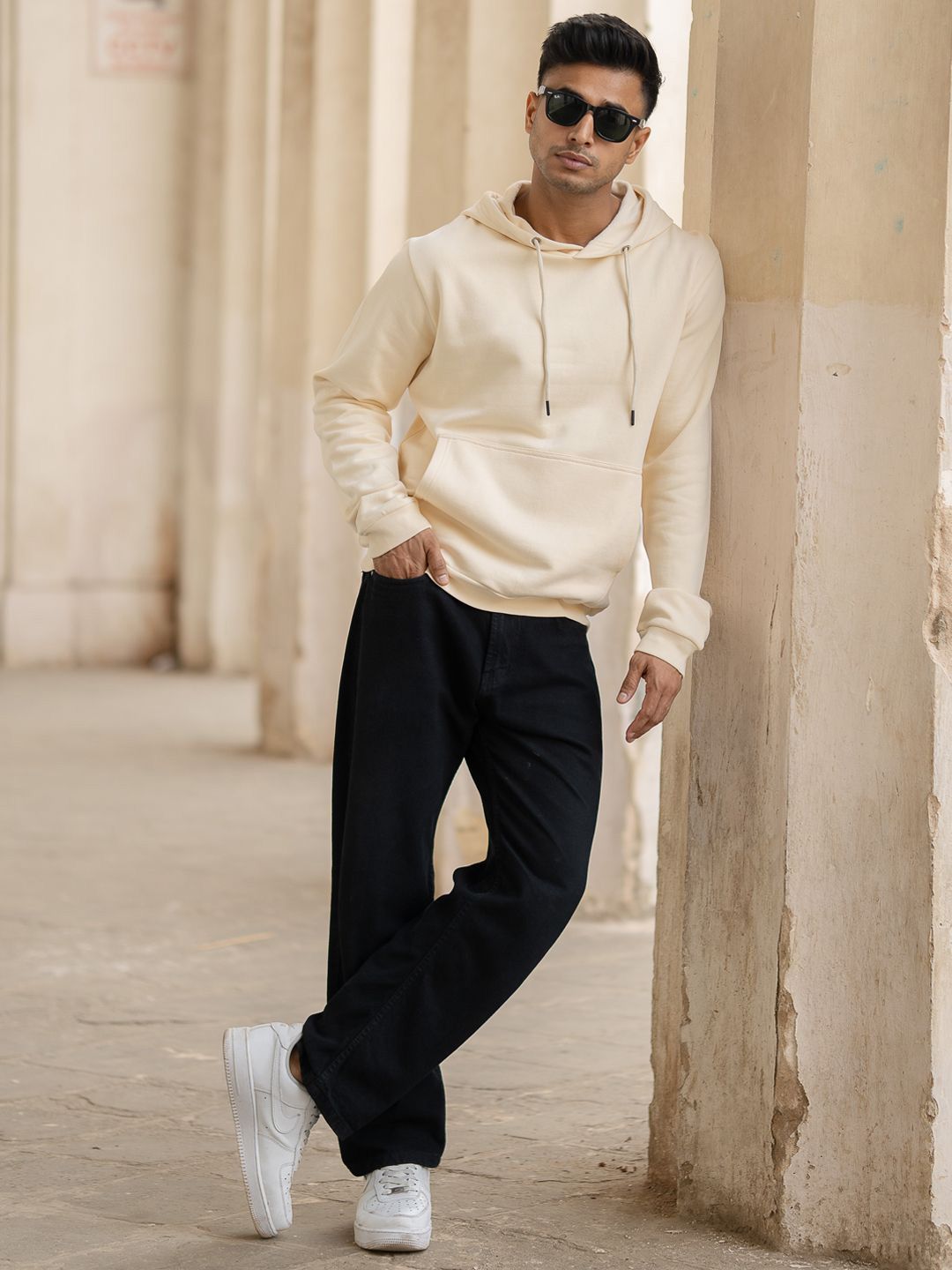 Buy Powerlook Men Light Cream Hoodie Style Sweatshirt - Sweatshirts for ...