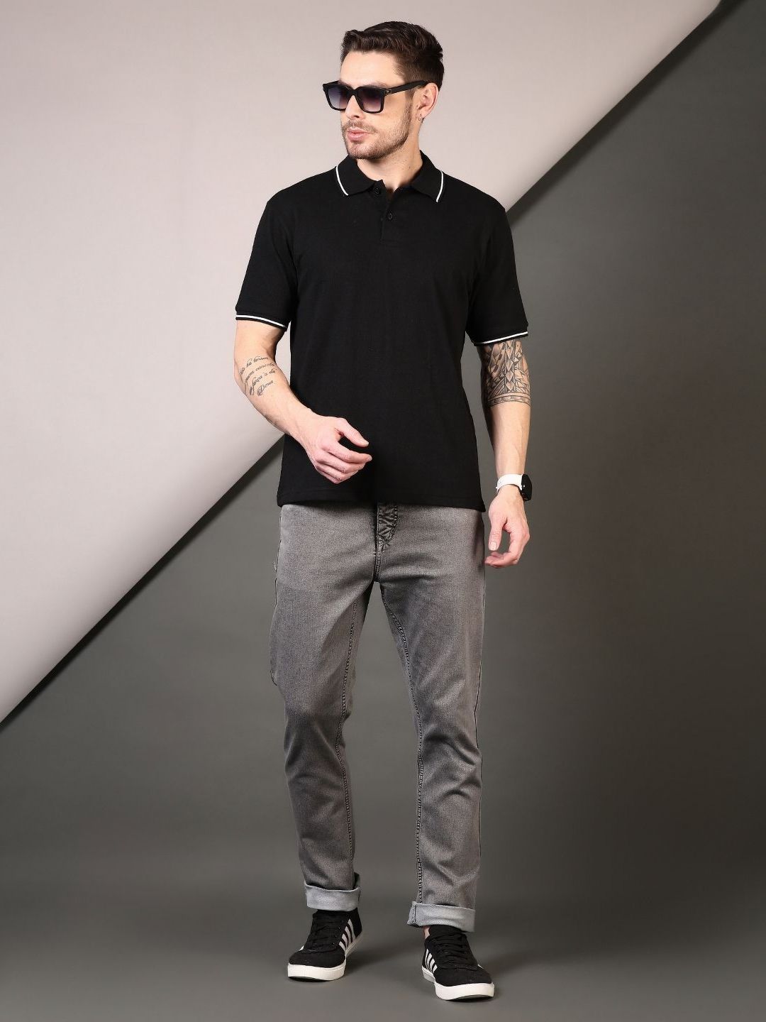 Buy V Mart Men Solid Polo Collar Cotton T Shirt - Tshirts for Men ...