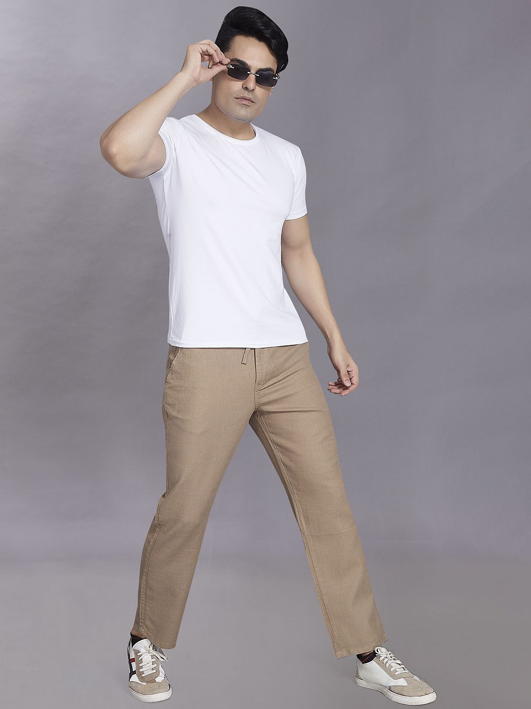 Buy DIVISIVE Men Textured Relaxed Loose Fit Mid Rise Trousers ...