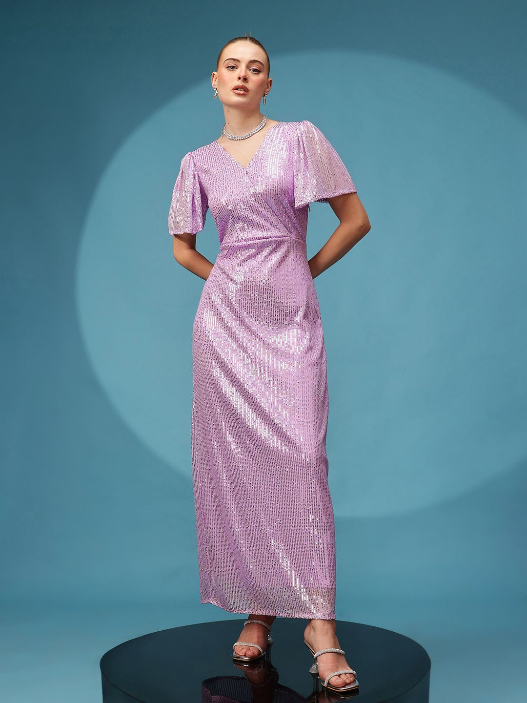 Buy BAESD Flared Sleeve Net Maxi Dress - Dresses for Women 32772225 ...