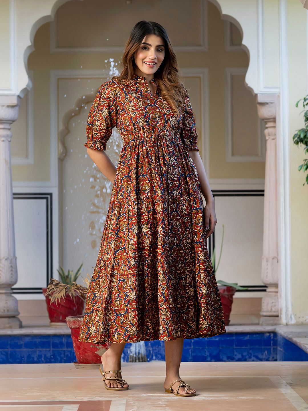 Buy KALINI Floral Print Puff Sleeve Maxi Dress - Dresses for Women ...