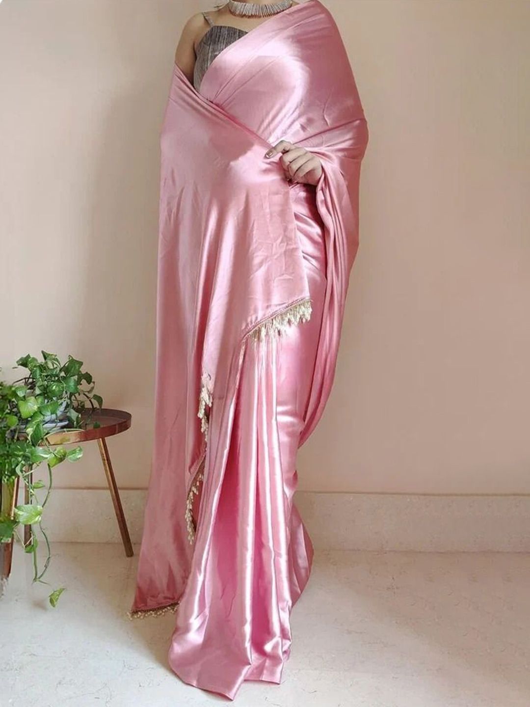 Buy KALINI Beads And Stones Satin Saree - Sarees for Women 32850314 | Myntra