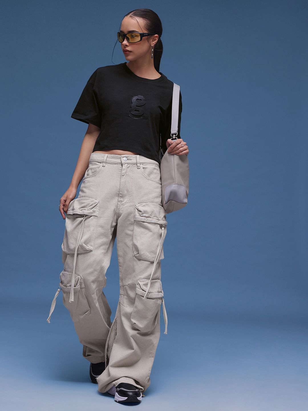 Buy Glitchez Embossed Drop Shoulder Boxy Crop T Shirt - Tshirts for ...