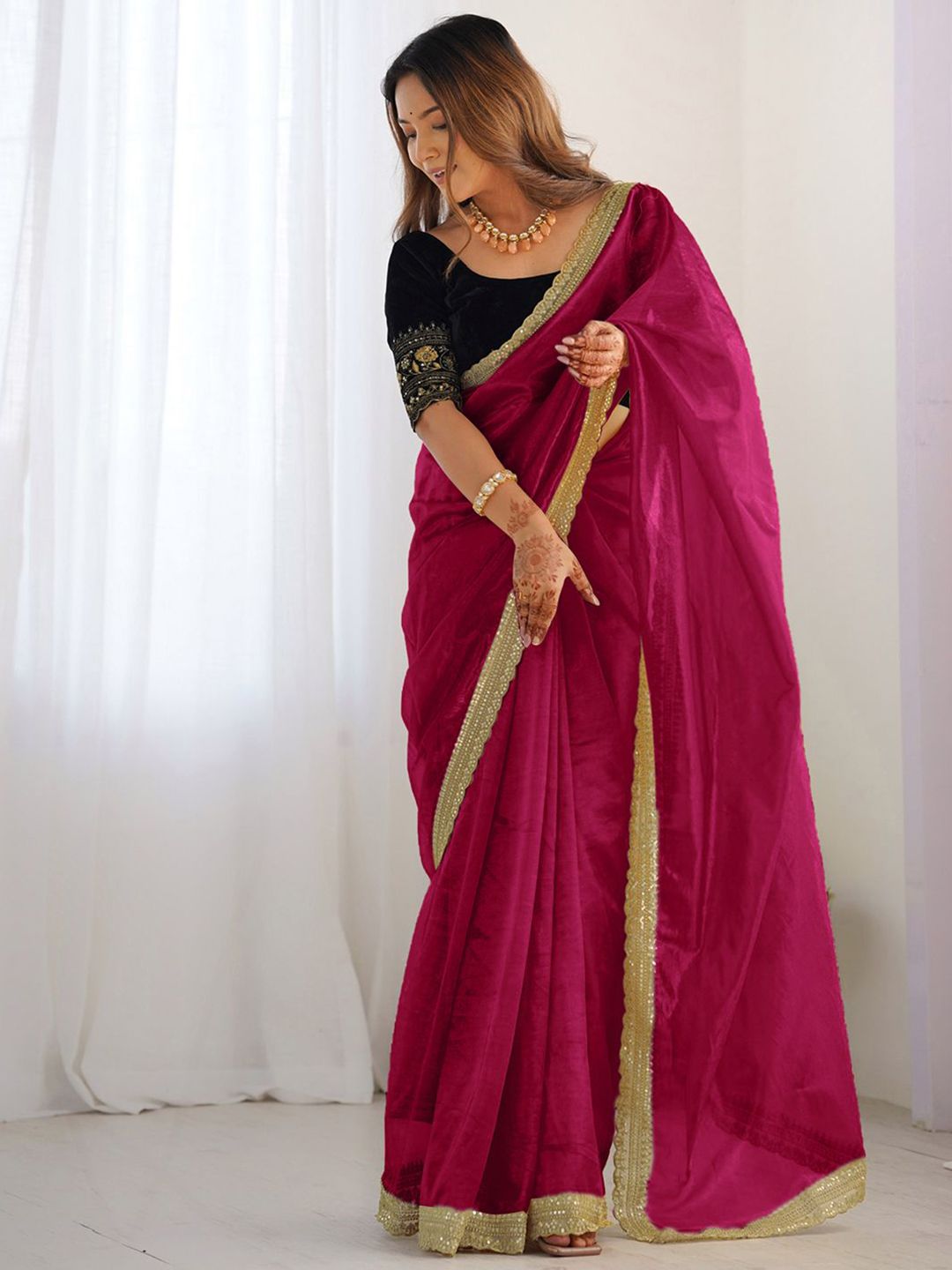 Buy Satrani Sequinned Supernet Saree - Sarees for Women 32862158 | Myntra