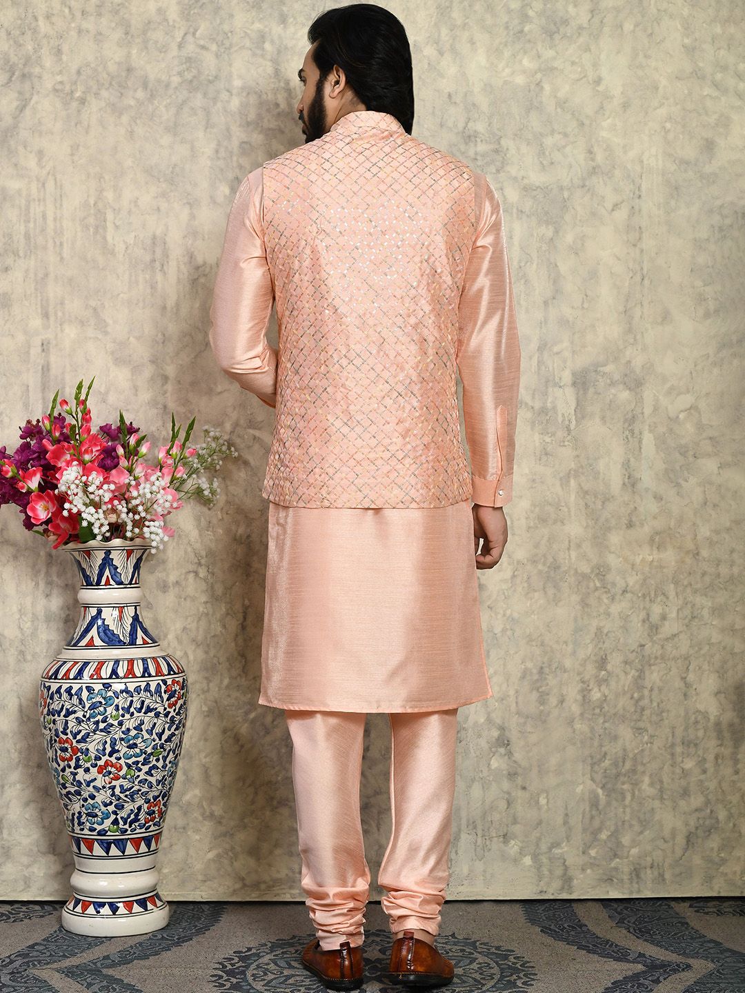 Buy RANAK Men Ethnic Motifs Embroidered Regular Kurta With Pyjamas ...