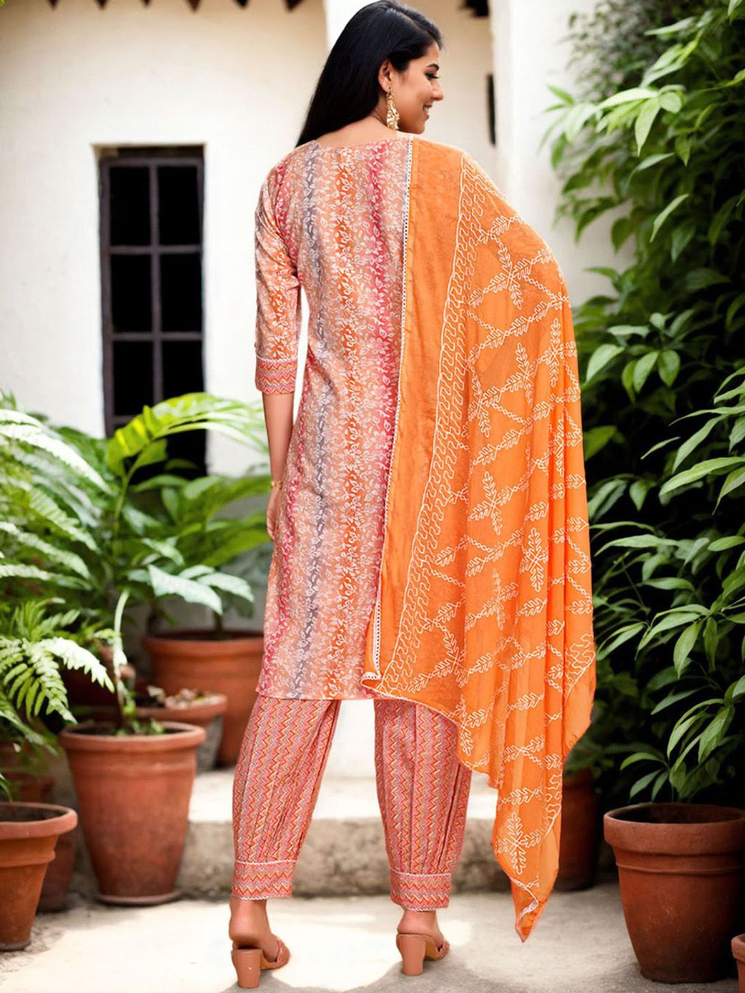 Buy Anouk Women Floral Embroidered Regular Thread Work Pure Cotton Kurta With Harem Pants & With ...