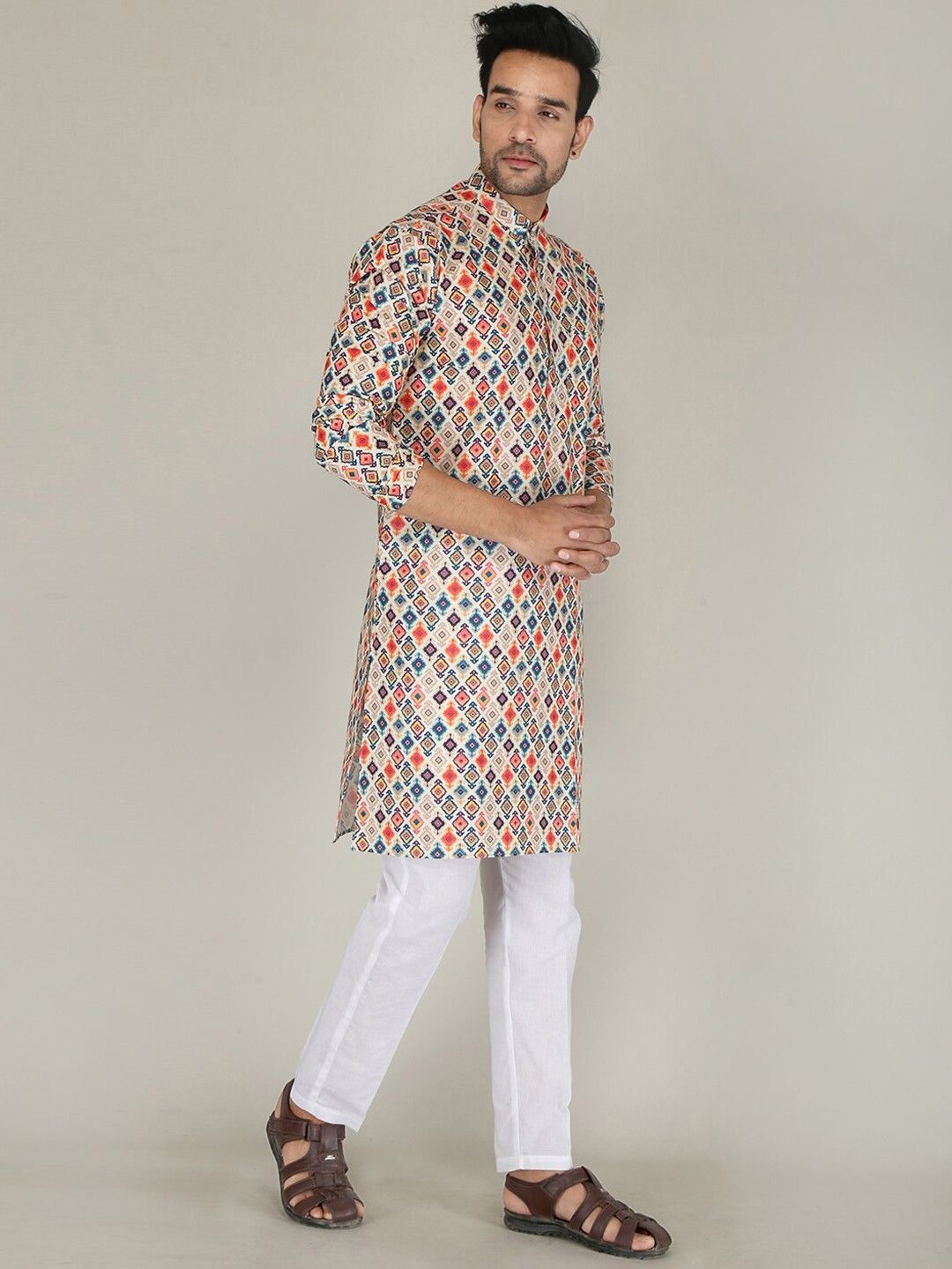 Buy PulseIQ Men Printed Regular Pure Cotton Kurta With Pyjamas - Kurta ...